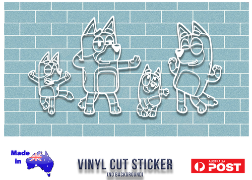 Bluey Car Window Decal WHITE Vinyl Cut No Background Family Dancing ...