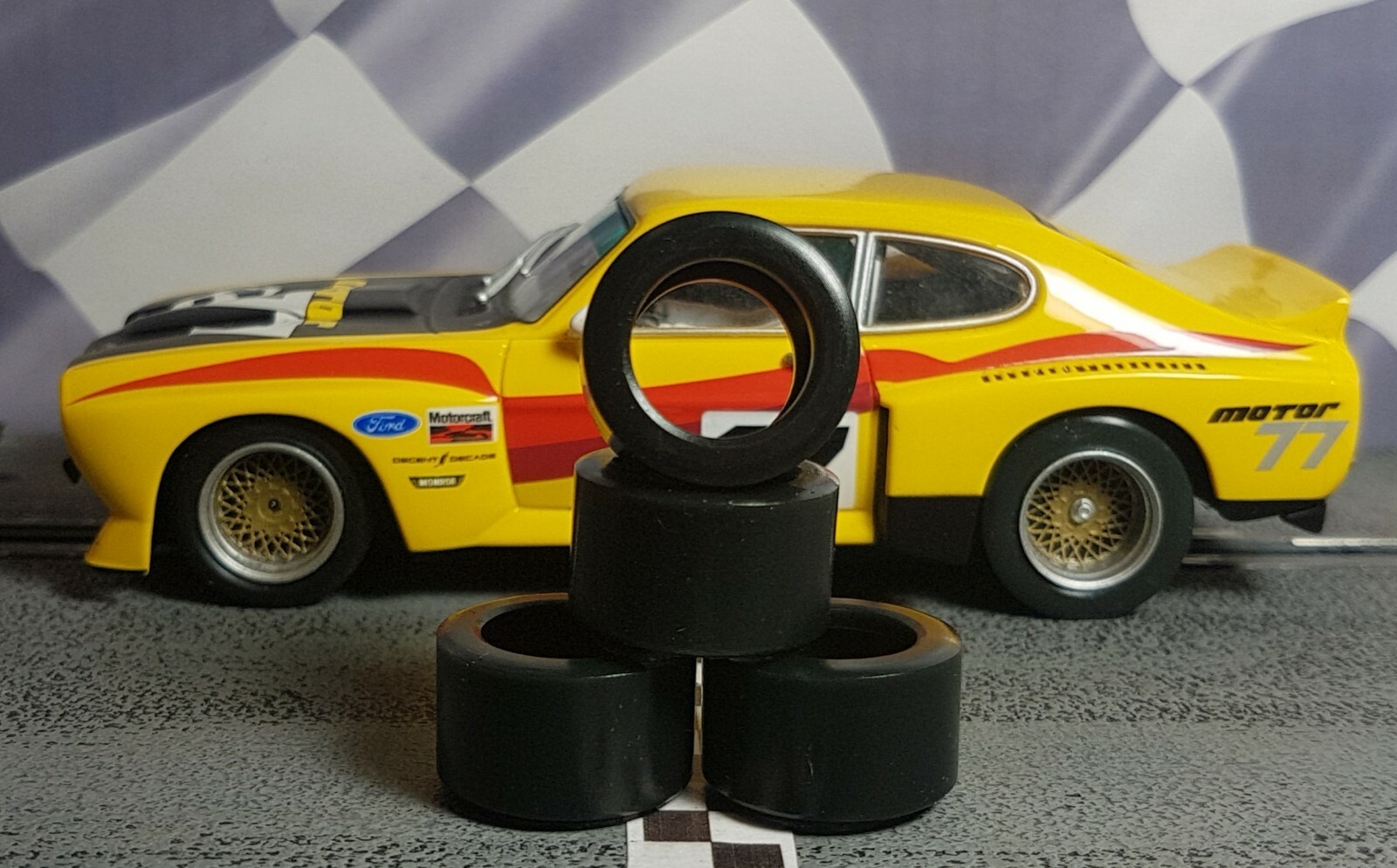 1/32 URETHANE SLOT CAR TIRES 2pr PGT-20128LMXD fit CARRERA Ford Capri ...