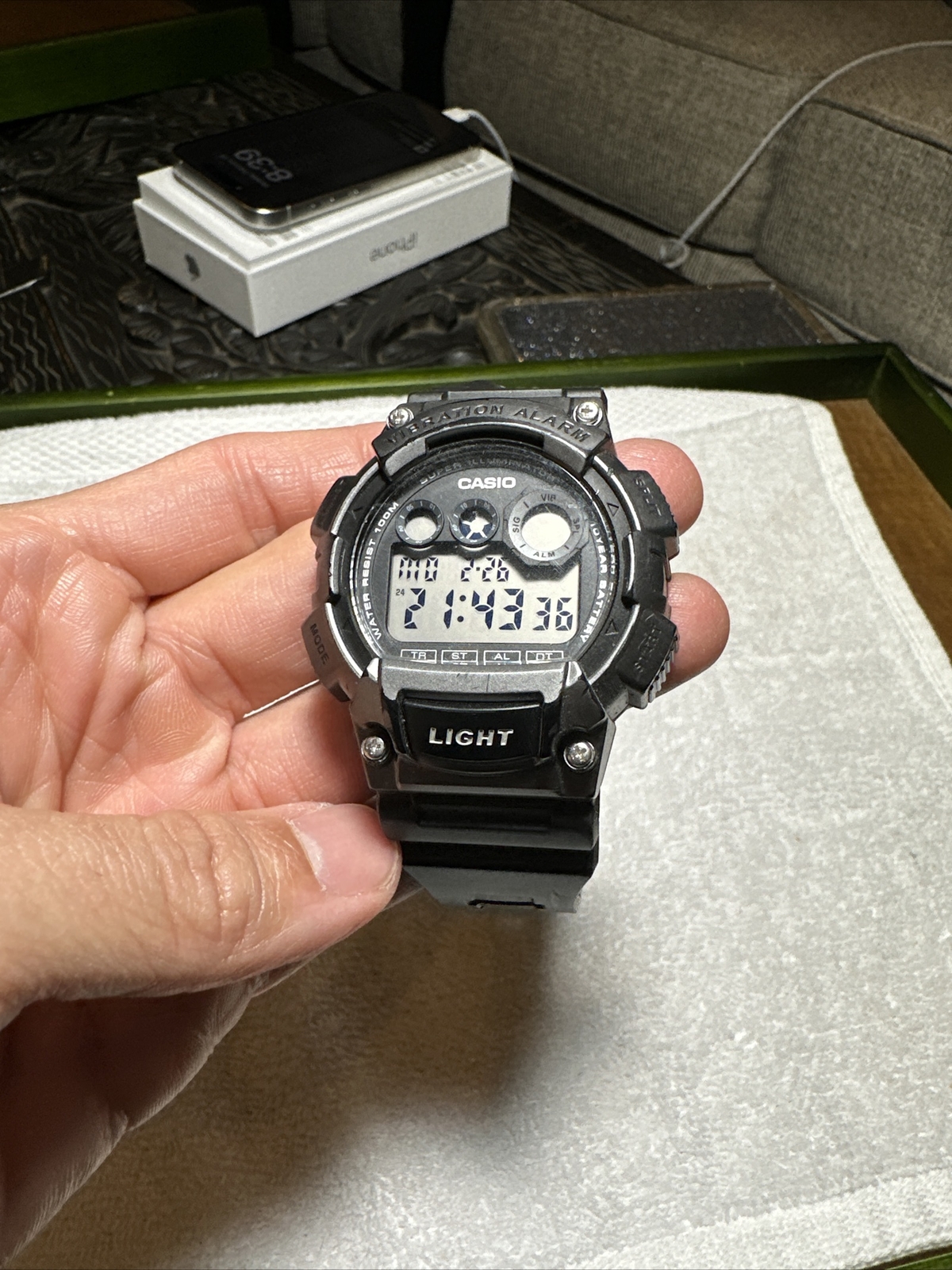 Casio Super Illuminator Vibration Alarm Wrist Watch Black Grey Silver ...