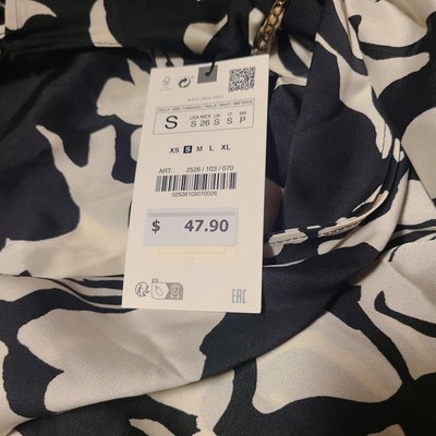 ZARA PRINTED SHIRT WITH CHAIN ESCRU / BLACK SIZE S | 2526/103 | eBay