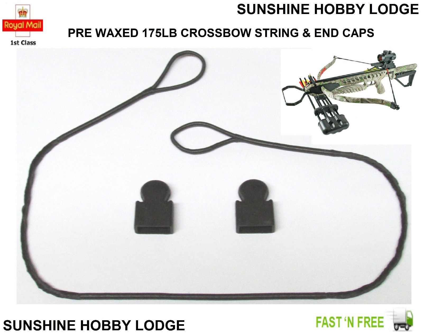 Crossbow String 175lb PreWaxed Xbow String & End Caps Fit Anglo Arms ...