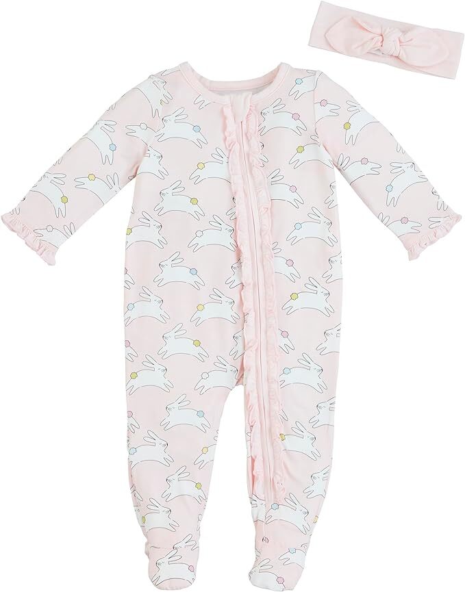Mud Pie E4 Baby Girl Pink Bunny Sleeper One Piece Set 12150060 - Choose ...