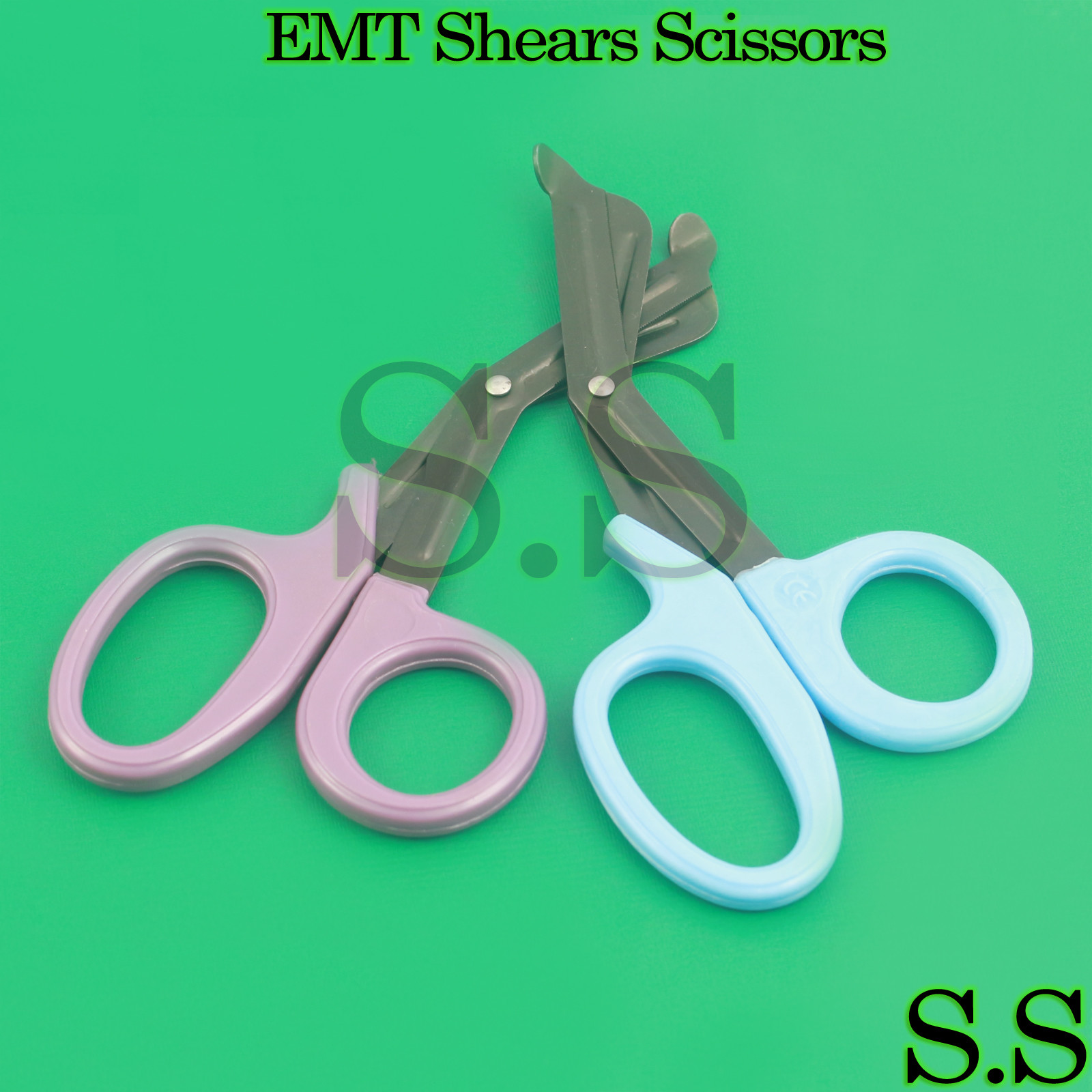 Set Of 2 (SKY BLUE PURPLE ) Fluoride Black Coated Trauma Paramedic EMT ...