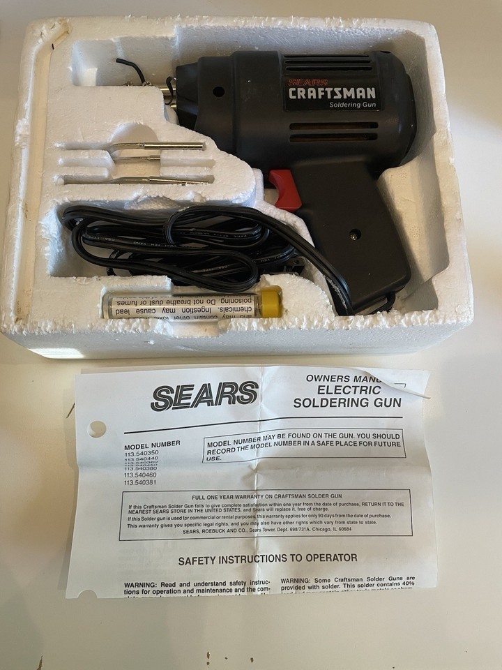 Sears Craftsman Dual Heat Heavy Duty Soldering Gun Kit 150 / 230 Watt ...