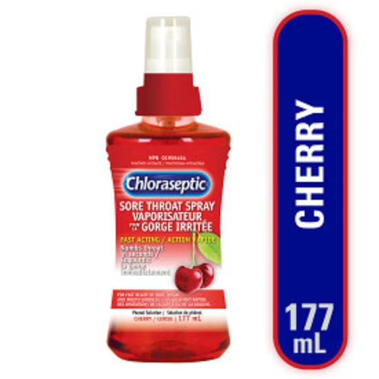 CHLORASEPTIC Sore Throat Quick Relief Spray Cherry 177 mL Cold & Flu No ...