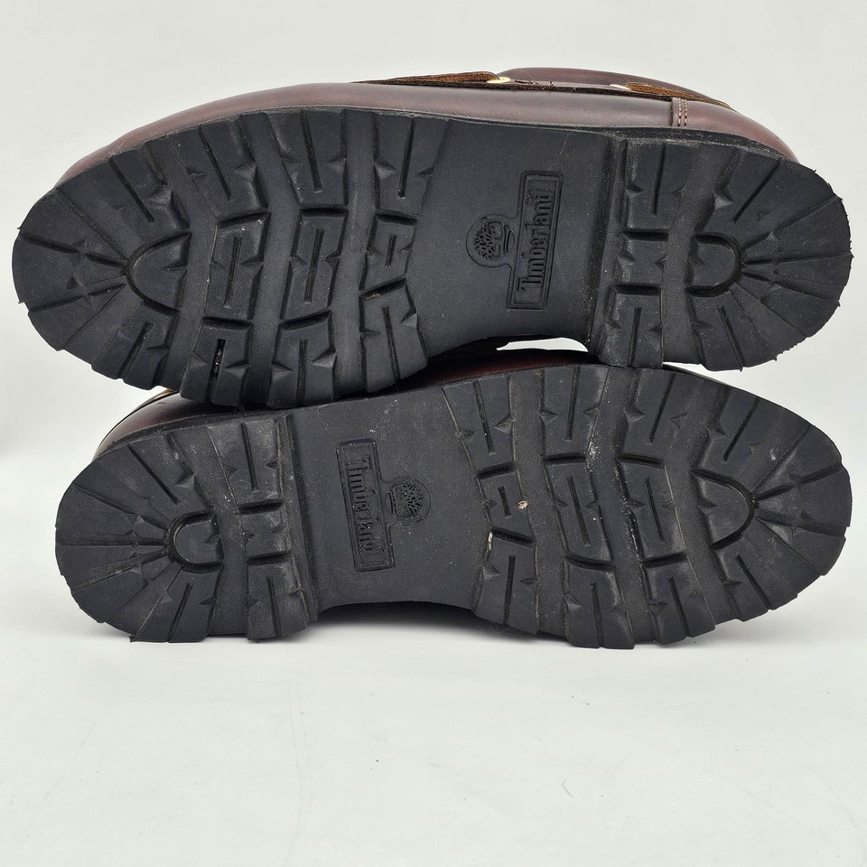 Timberland 3-Eye Lug Handsewn Boat Shoes 32026 Mens 9WIDE Brown Leather ...