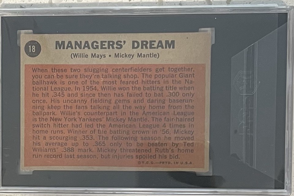 1962 Topps Manager’s Dream Mickey Mantle/Willie Mays Card SGC 6 | eBay