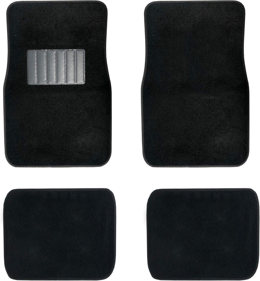 Durable 4-Piece Carpet Floor Mats Set - Rubber Backing & Vinyl Heel Pad ...