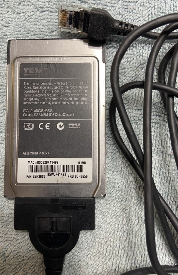 Vintage IBM PCMCIA Turbo 16/4 Token Ring PC Card with Cable | eBay