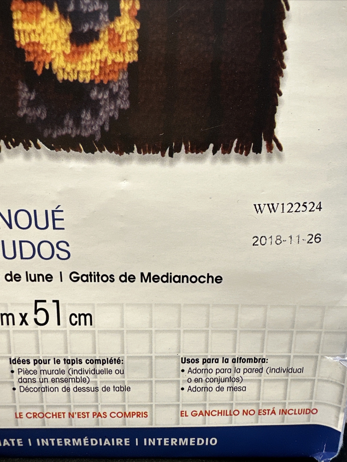 WonderArt Caron Moonlight Meow Cats 426122 Latch Hook Kit 15 X 20 Rug ...