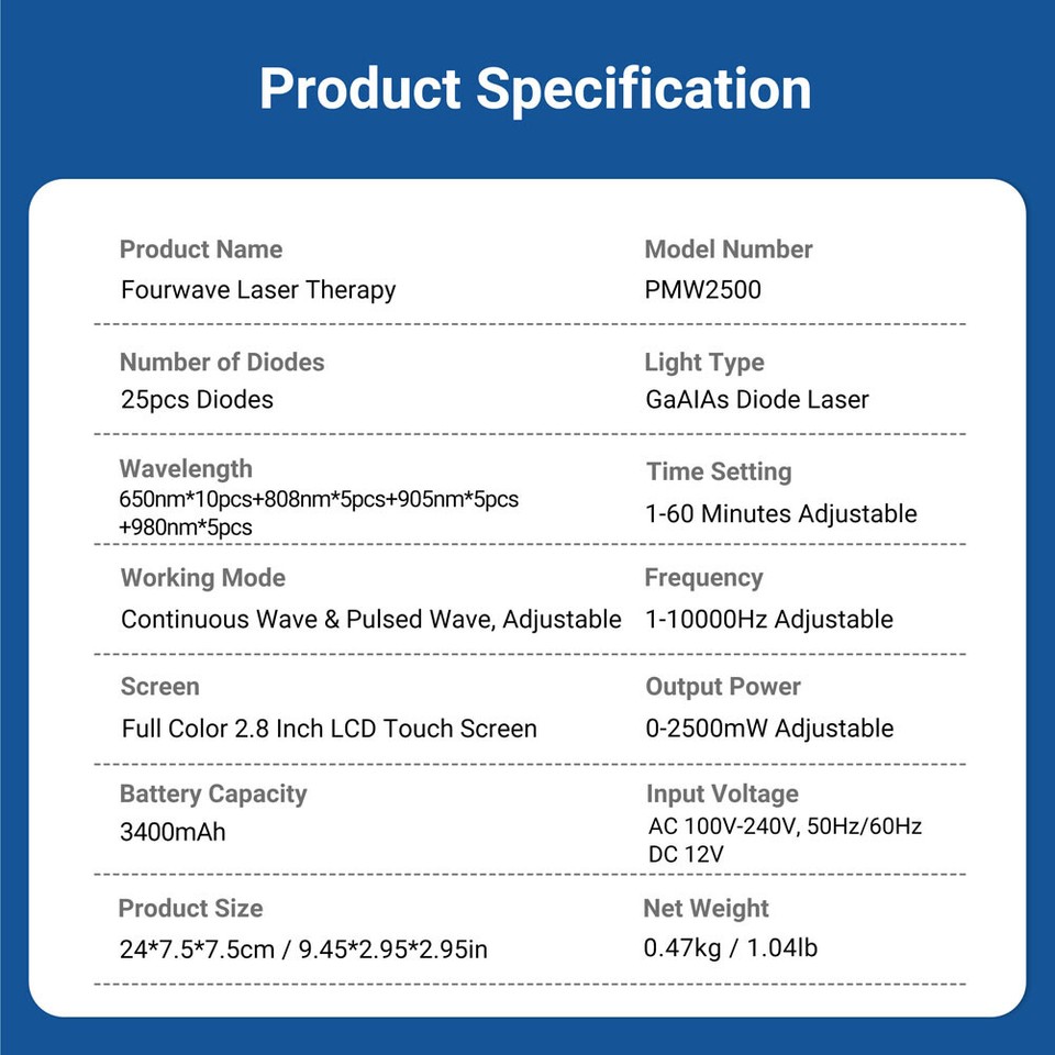 Class 4 Cold Laser Therapy for Knees Body Pain LLLT Device Wound ...