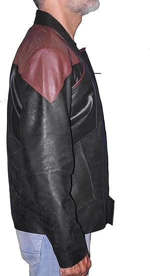 Mens StarTrek Picard Captain Riker Cosplay Perforated Jacket Black and ...