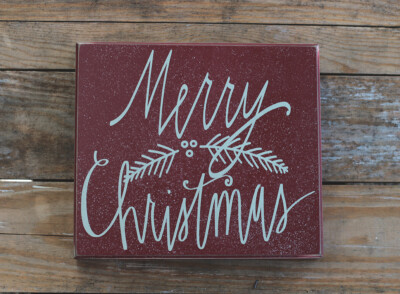 Merry Christmas Sign Burgundy Wood Primitive Wall Decor Primitives by ...