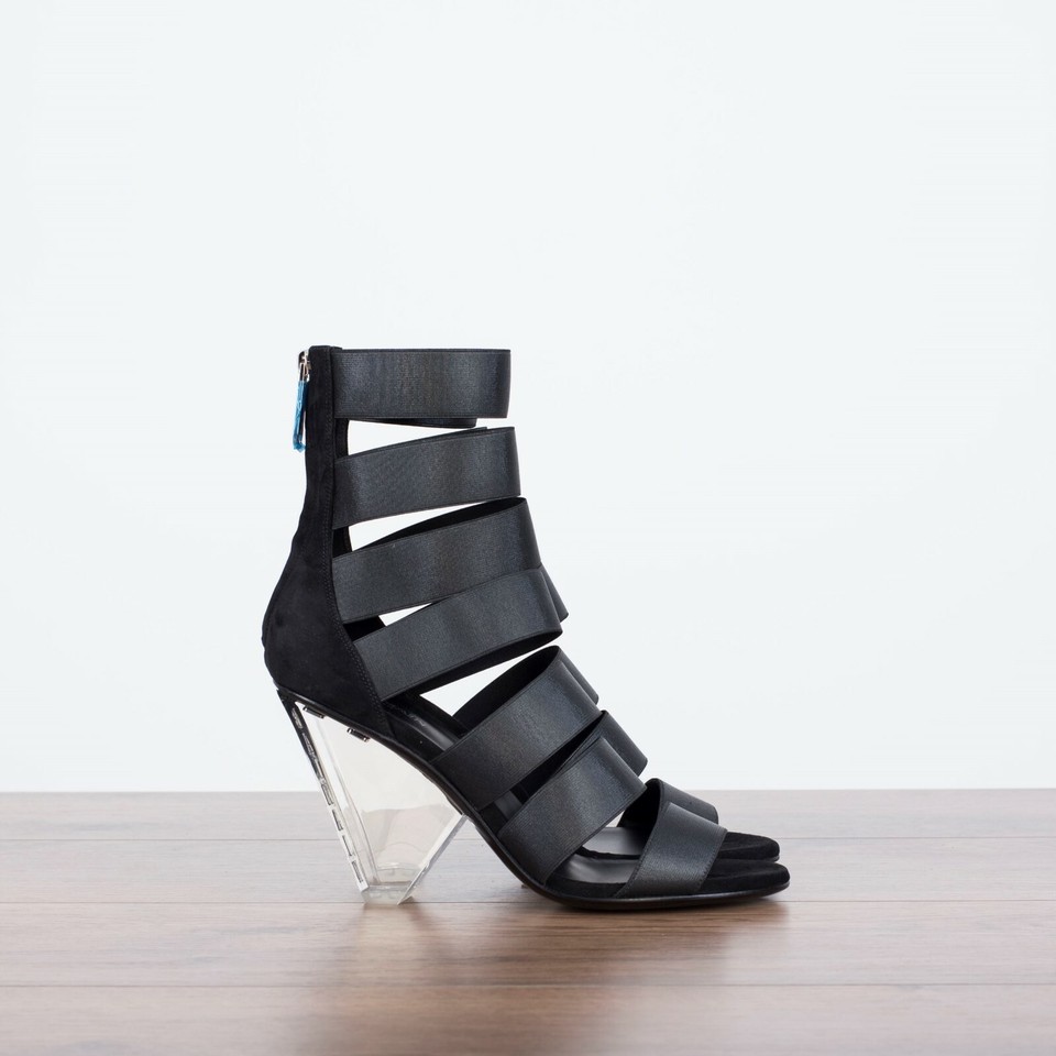 BALMAIN 1450$ Black Suede High Heel Sandals - Elastic Straps ...