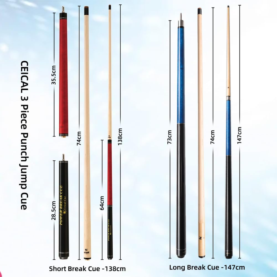Break Jump Pool Cue 3 Piece Jump/Break Cue Stick 13.5Mm Tip Canadian ...