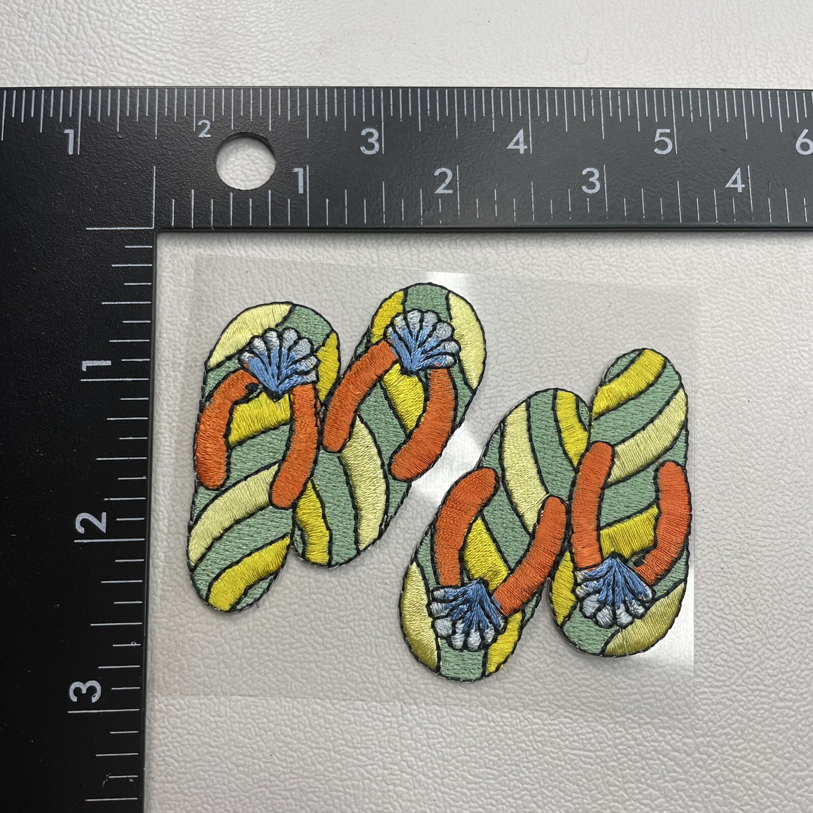 2 Sticky Back Pairs Of FLIPFLOPS FLIP-FLOPS Patches (Seashell On Strap ...