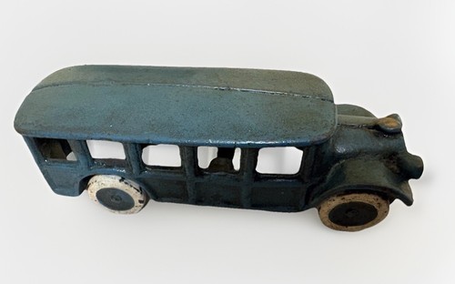 Vintage 1920S A.C. Williams Cast Iron Blue Bus W/ Metal Wheels 5 ...