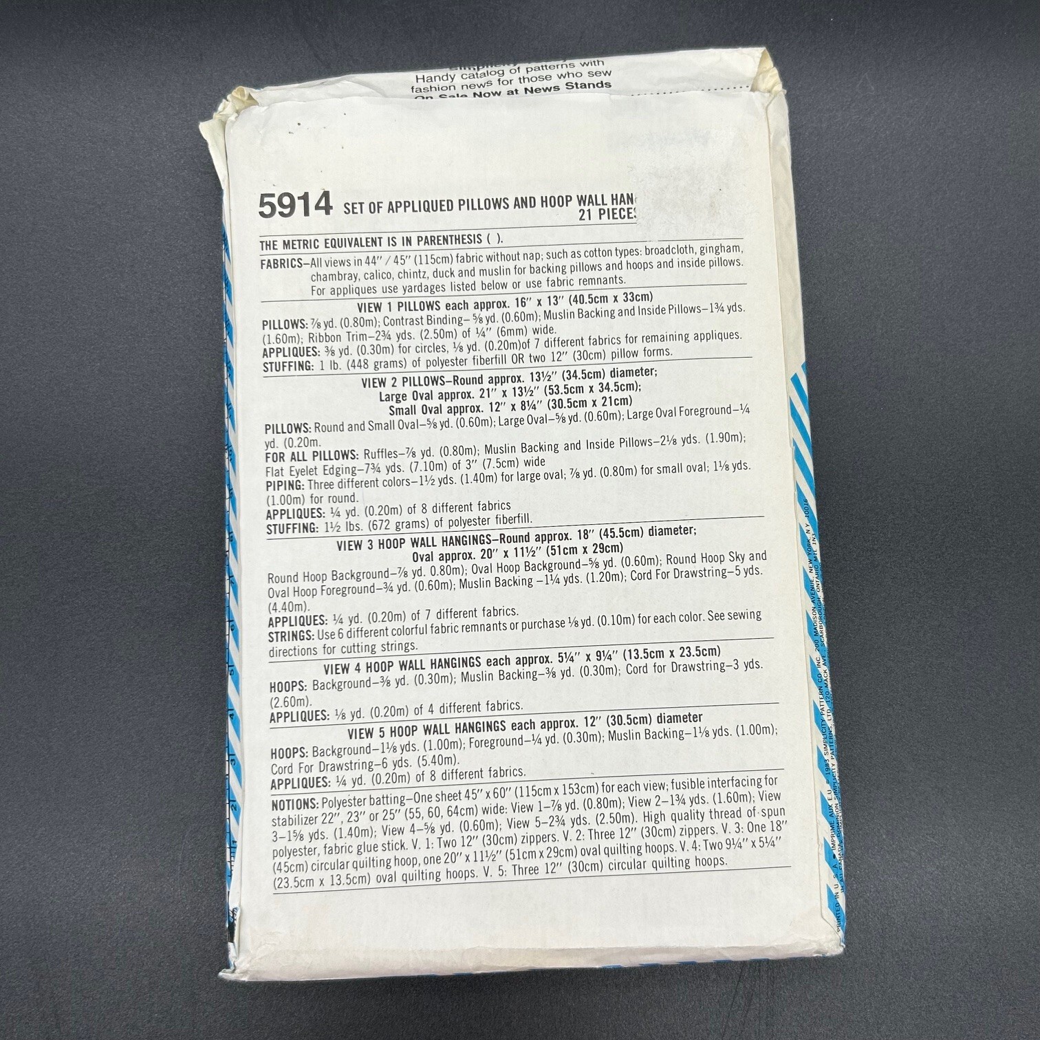 Vtg Simplicity 5914 Applique Pillows & Hoop Wall Hangings Country ...