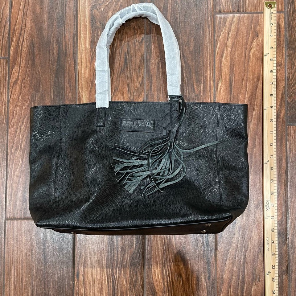 M.I.L.A. Luxury Leather Tote Bag Black Quiet Luxury Career Minimalist ...