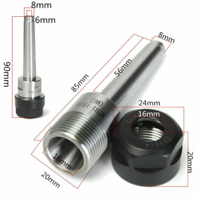 MTB1 ER16 Collet Chuck Holder Shank CNC M6 Thread Milling Lathe Rod ...