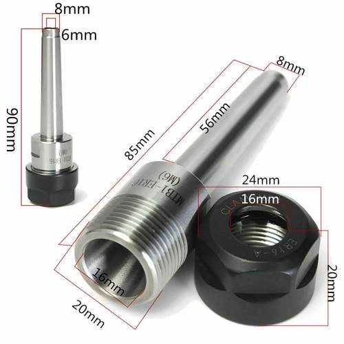 MTB1 ER16 Collet Chuck Holder Shank CNC M6 Thread Milling Lathe Rod ...