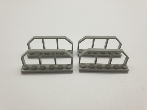 LEGO 4 x Zaun Eisenbahn altes Hellgrau Gitter Geländer Plate Modified ...