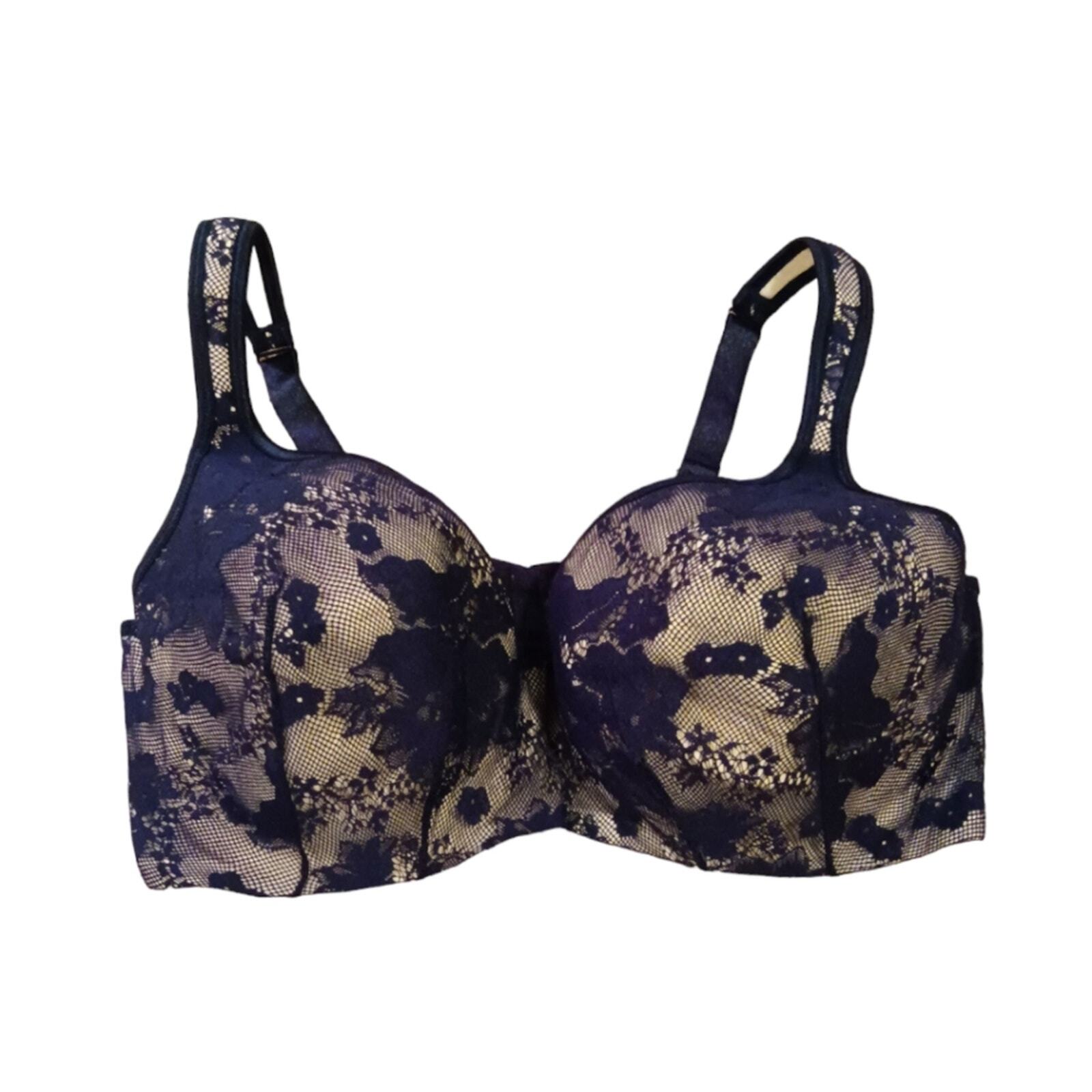 Cacique Navy Underwire Lace Bra 11070783 44DD - Gem