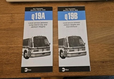 MTA Bus Old Q19A Q19B Bus Timetables | eBay