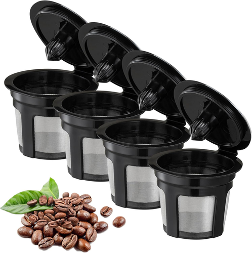 Reusable K Cups, 4 Pack Universal Fit Reusable Coffee Filters with Food ...