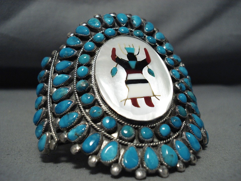 BEST VINTAGE NAVAJO VICTOR MOSES BEGAY TURQUOISE STERLING SILVER ...