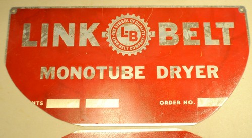 Vintage Link-Belt Monotube Dryer Metal Signs | eBay