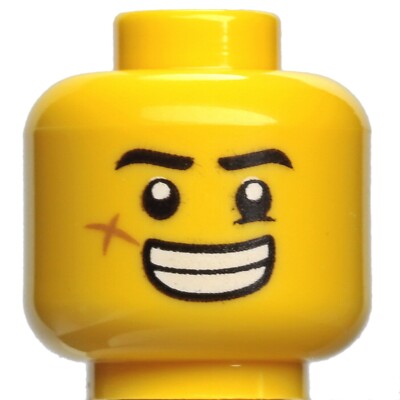 NEW LEGO - Figure Head - Town - Cheek Scar Teeth / Grumpy yellow x1 ...