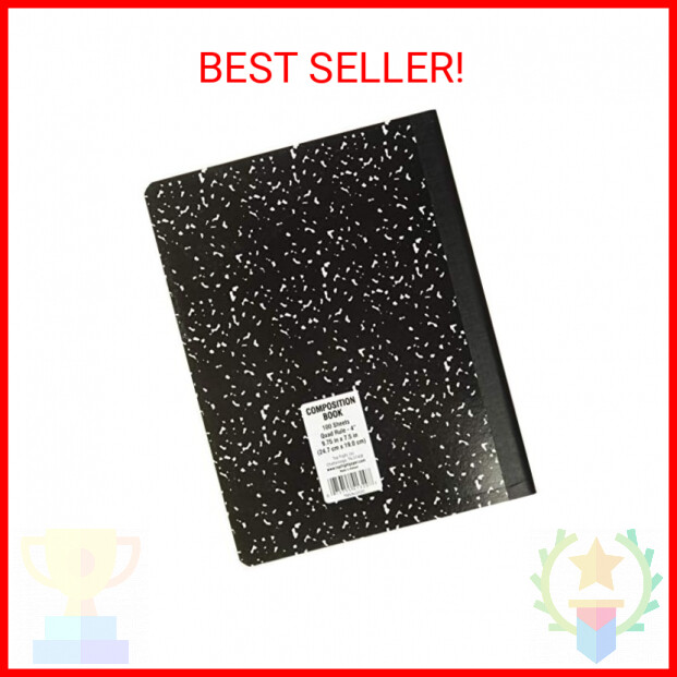 Top Flight Sewn Marble Composition Book, Black/White, Quad Rule, 4 ...