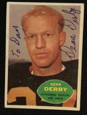 DEAN DERBY 1960 TOPPS SIGNED AUTOGRAPHED CARD #99 PITTSBURGH STEELERS ...