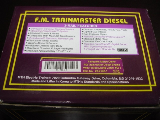 MTH FM Demonstrator Trainmaster Ps1 20-2183-1 for sale online | eBay