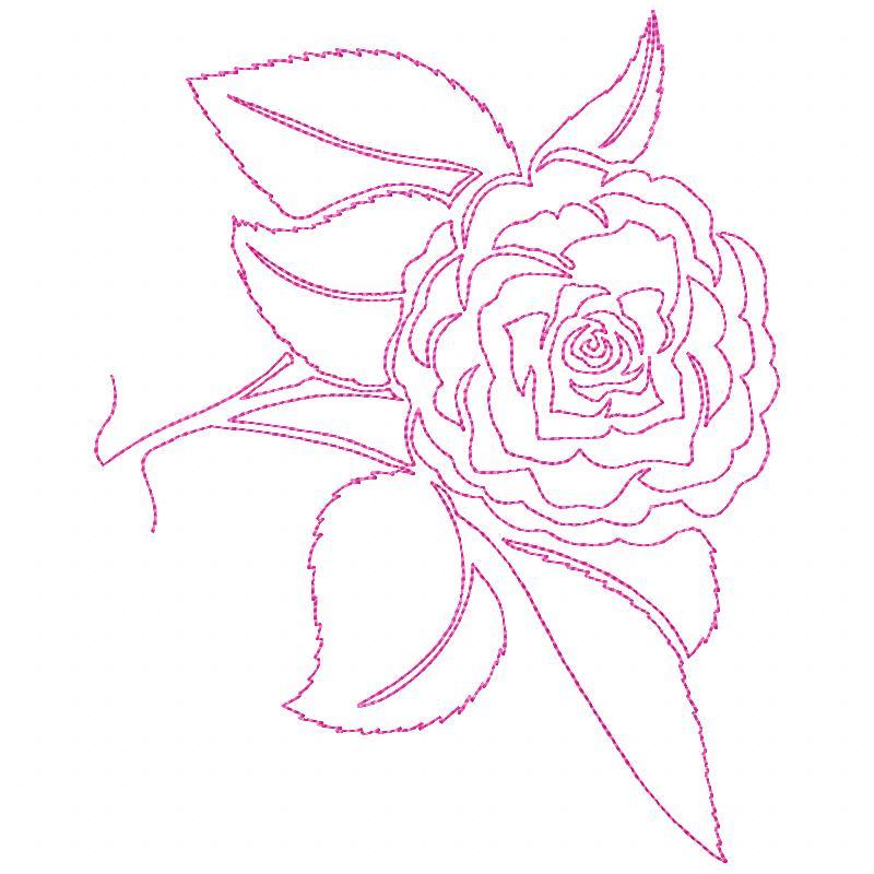 Continuous Line Camellia 10 Machine Embroidery Designs CD in 9 sizes ...