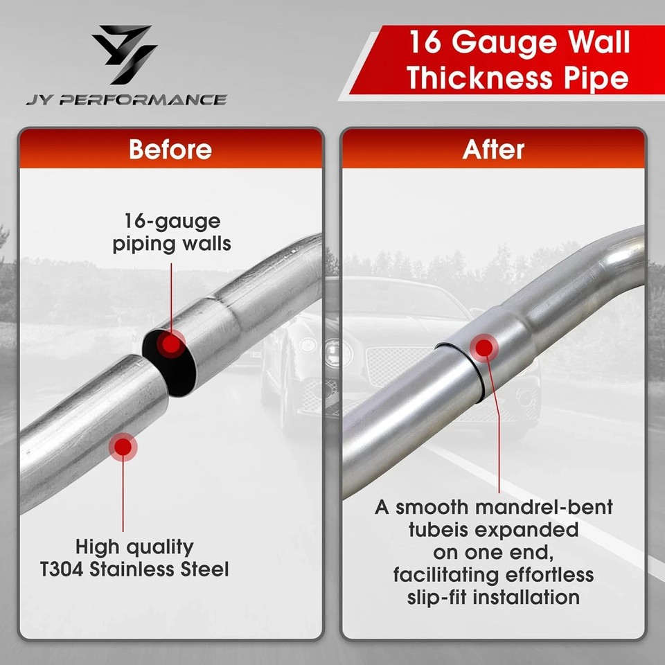 2.5 Inch Universal T304 Stainless Steel Exhaust Pipe Tubing Kit 16 ...