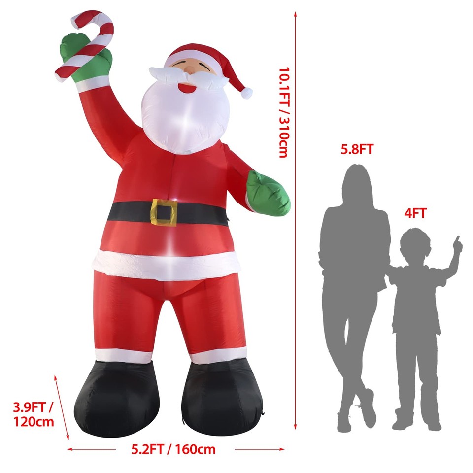 10ft Inflatable Christmas Decorations, Christmas Santa Claus with Candy ...