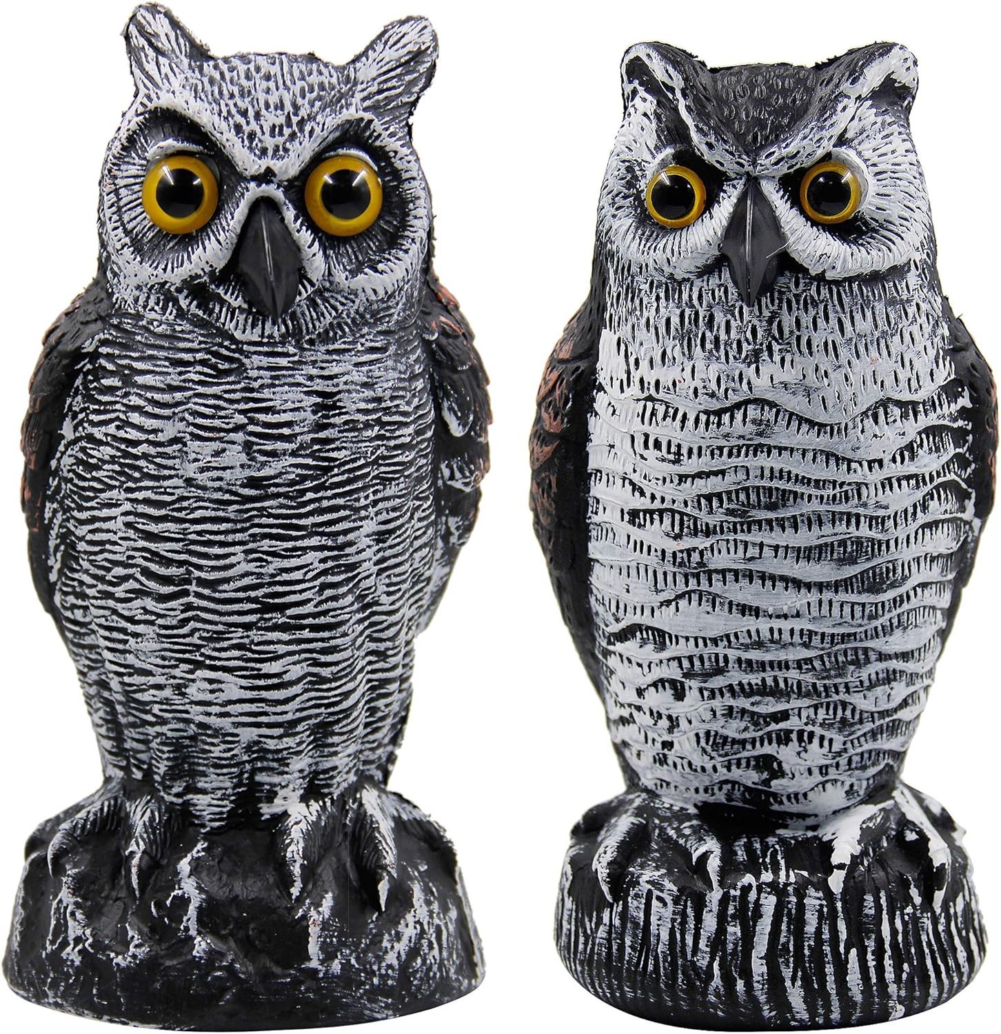 2 Pack Fake Horned Owl Bird Scarecrow Decoy 0.5 Inch Height, Plastic ...