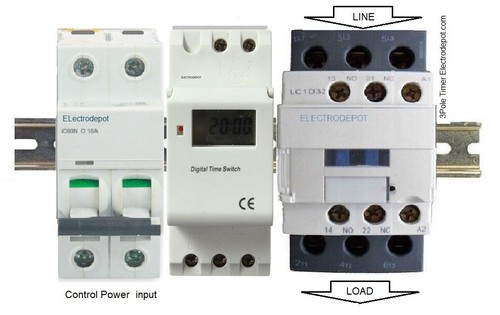 Timer 3 Pole Circuit Time Switch 110 120V 7 Day 24 Hr 30A 40A 50A 2Hp w ...