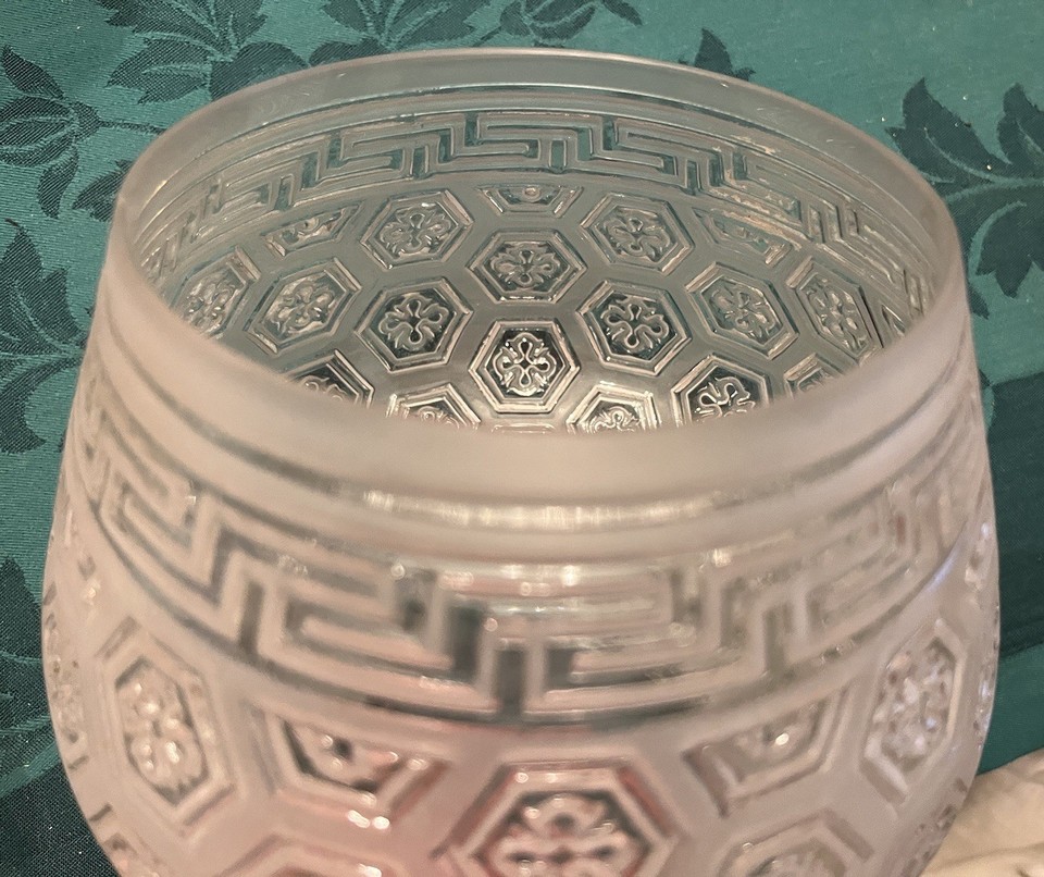 Baccarat FROSTED ART GLASS Victorian Kerosene Oil Gas HEXAGON PATTERN ...