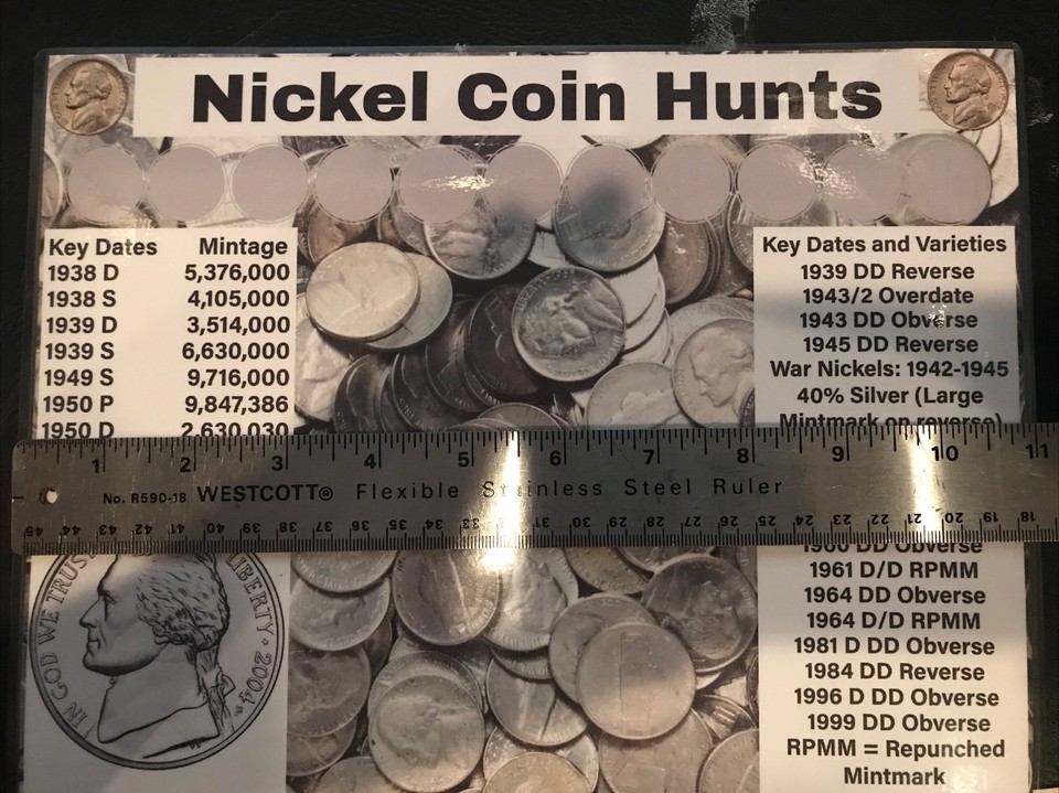 Nickel Hunting and Collecting Mat 8.5” X 11” Coin Roll PLASTIC ...