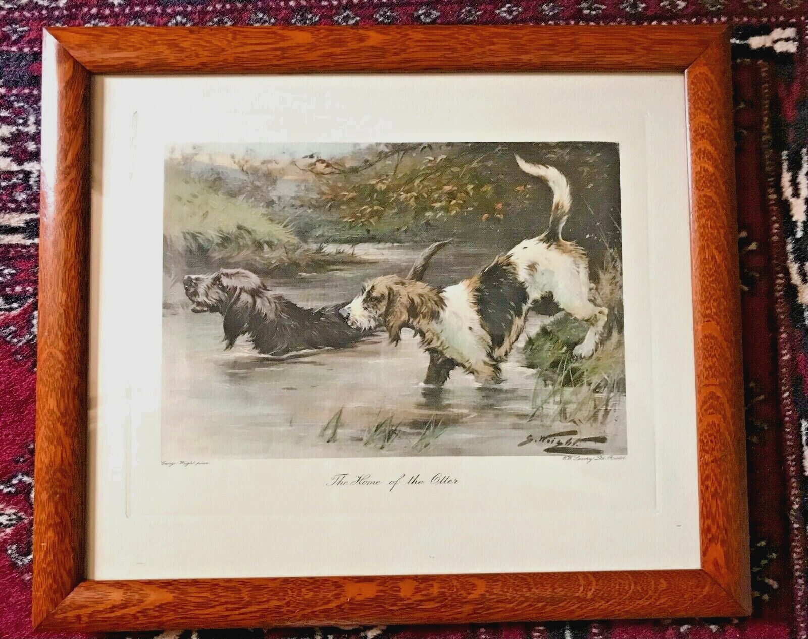 Hunting Dogs print lithographs By George Wright “Home Of The Otter” | eBay