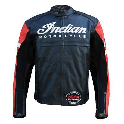 New Men's Indian Motorcycle Black & Red Genuine Cowhide Biker Leather ...