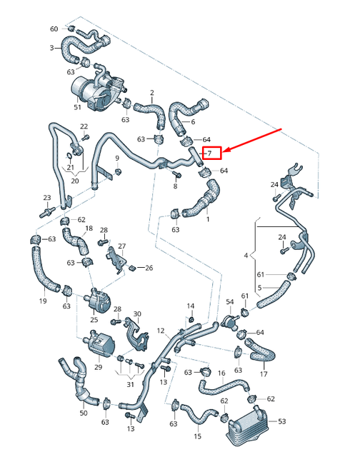2018 Volkswagen Golf 1.6 TDI DGT Water Coolant Pipe 04L121065CR for ...
