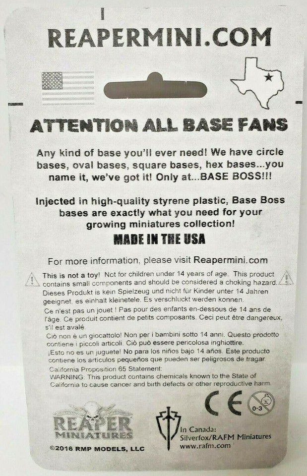 Base Boss 1 INCH SQUARE LIPPED Plastic Gaming Base (20) Reaper Minis ...