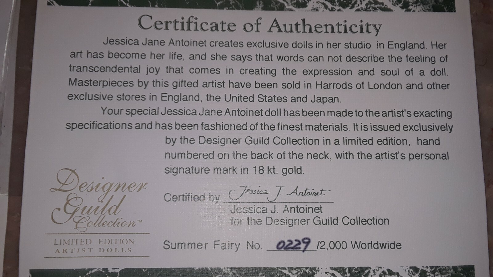 VERY RARE Designer Guild Collection Limited Edition Summer Fairy ...