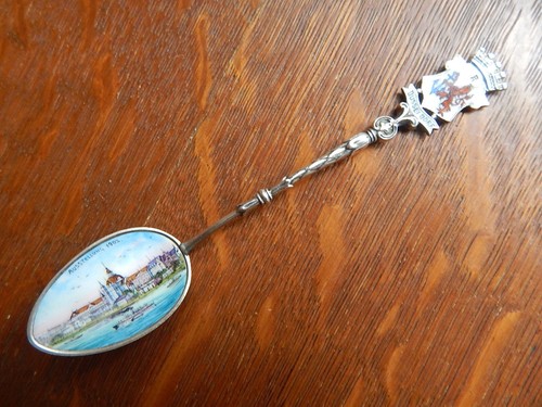 Antique German 800 Silver Enamel Spoon Ausstellung 1902 Dusseldorf ...