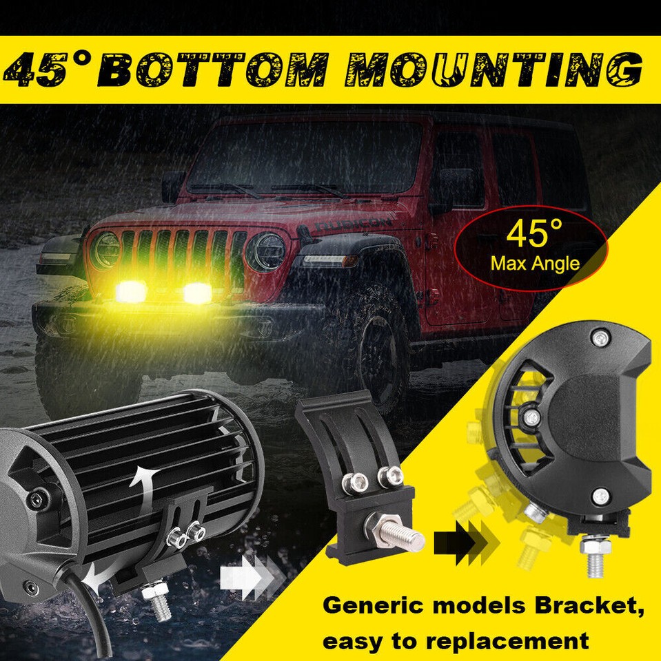 2pcs 7" Yellow LED Work Lights Spot Pods OffRoad Truck ATV UTV Driving ...