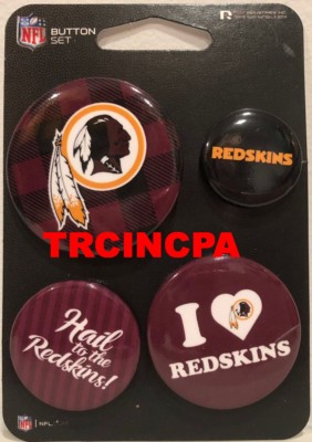 Washington Redskins NFL Round Button Pins 4 Pack FREE SHIP! | eBay